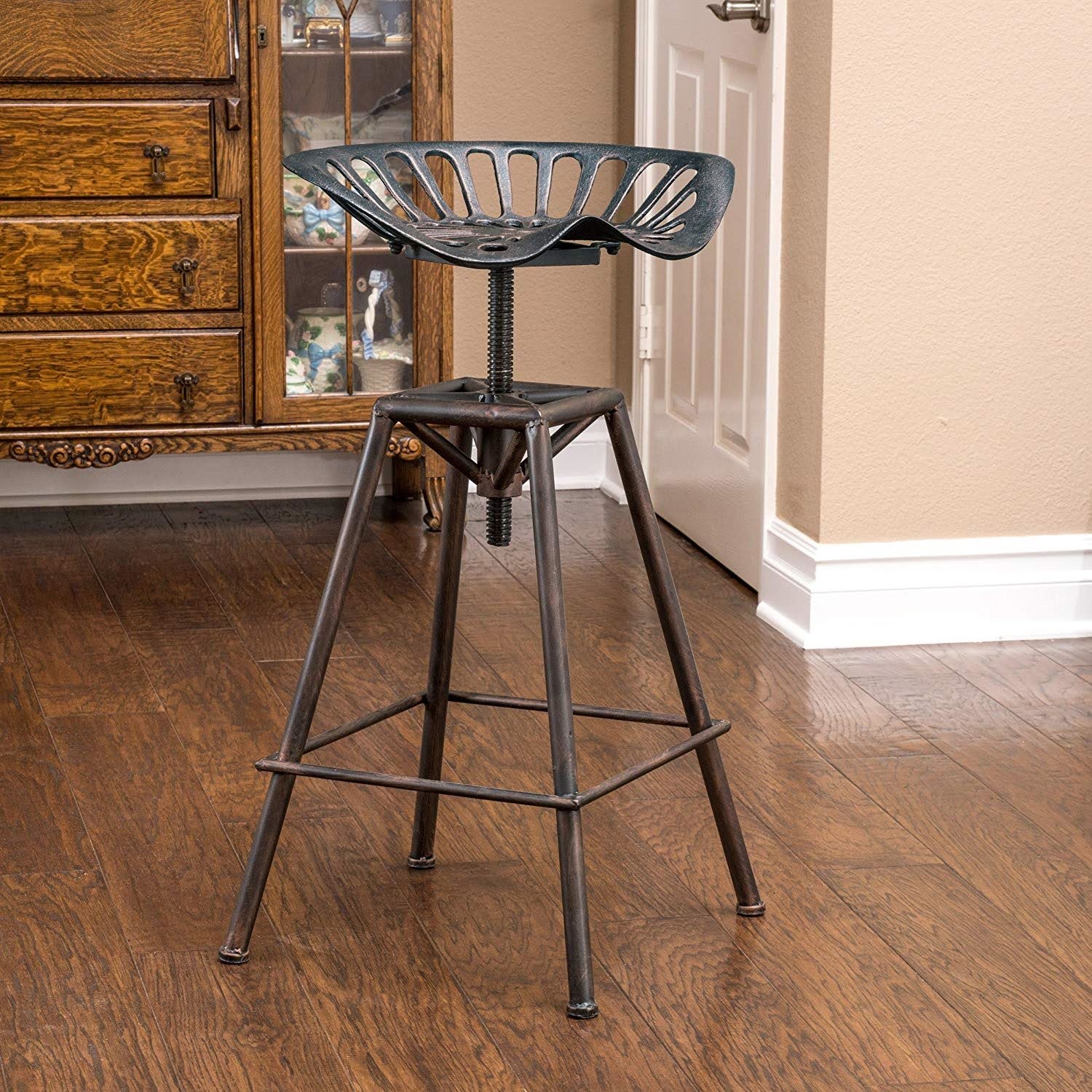 Adjustable Height Industrial Metal Stool - ABR Home - Metallic ...