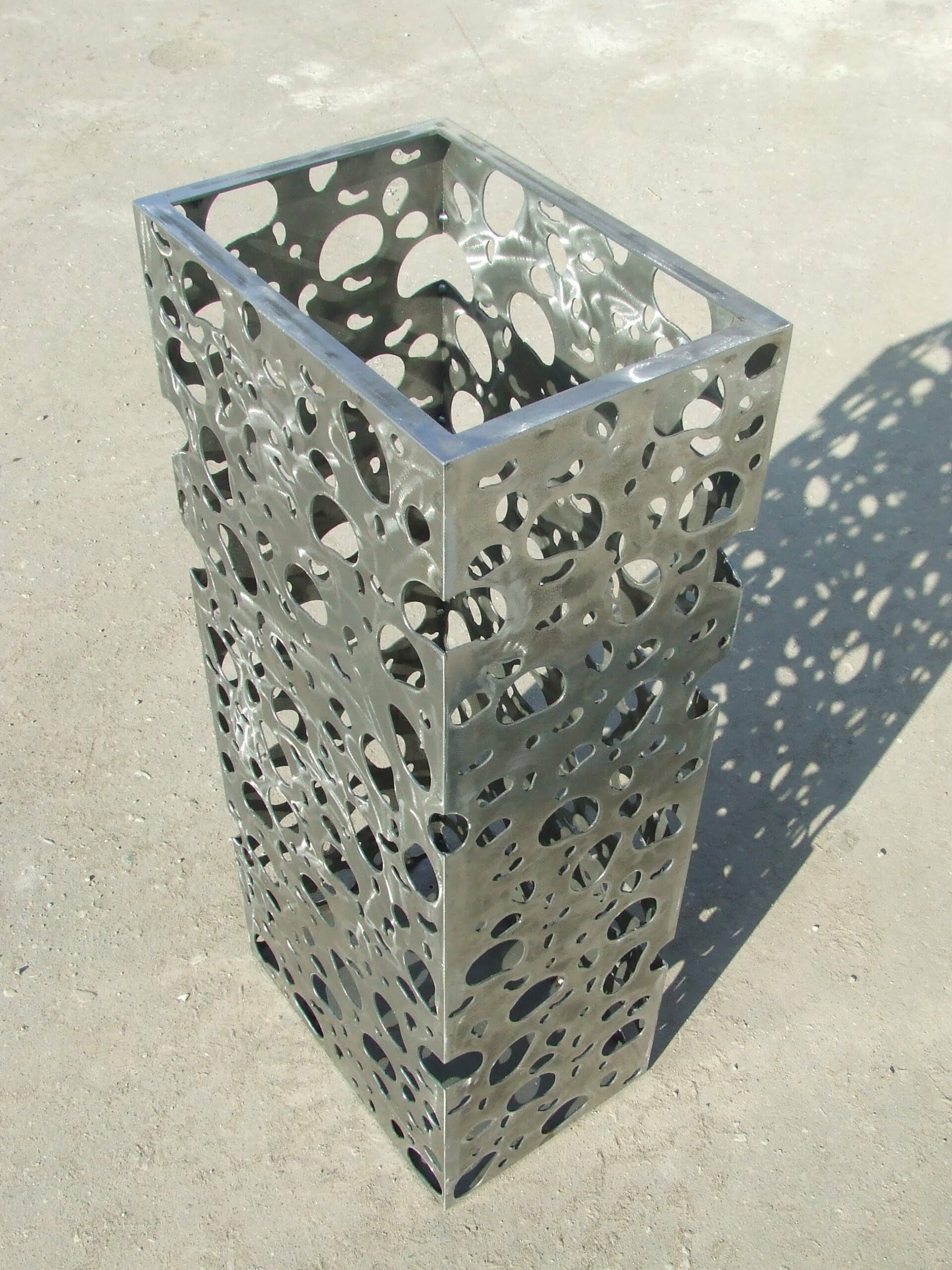 Decorative Perforated Metal Outdoor Bin - ABR Home - Metallic ...
